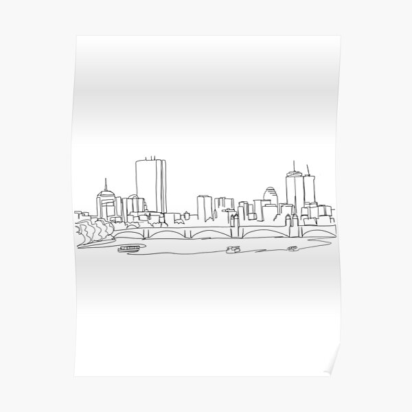 "Boston Skyline Line Art" Poster by courtwong | Redbubble