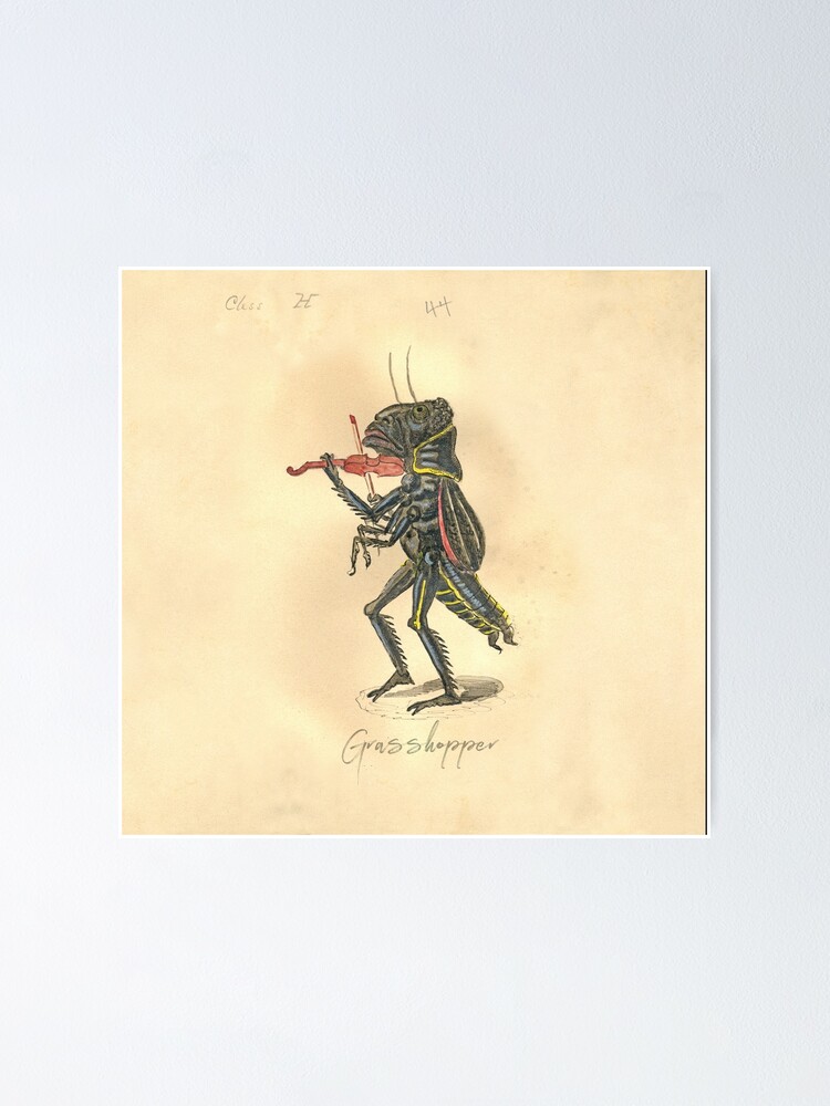 "Grasshopper playing a fiddle by Charles Briton 1873" Poster for Sale ...