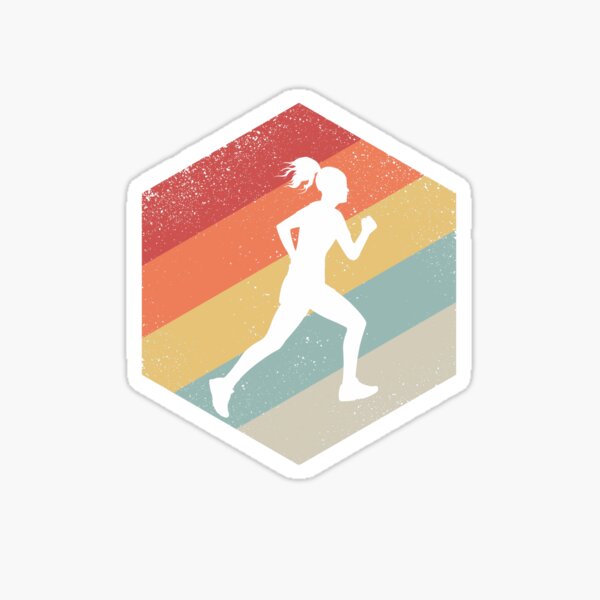 "Girl Jogging- Retro Distressed Graphic - Motivational gift" Sticker ...