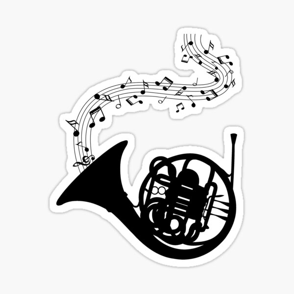 "French Horn Musical Instrument" Sticker for Sale by Primroaddesigns ...