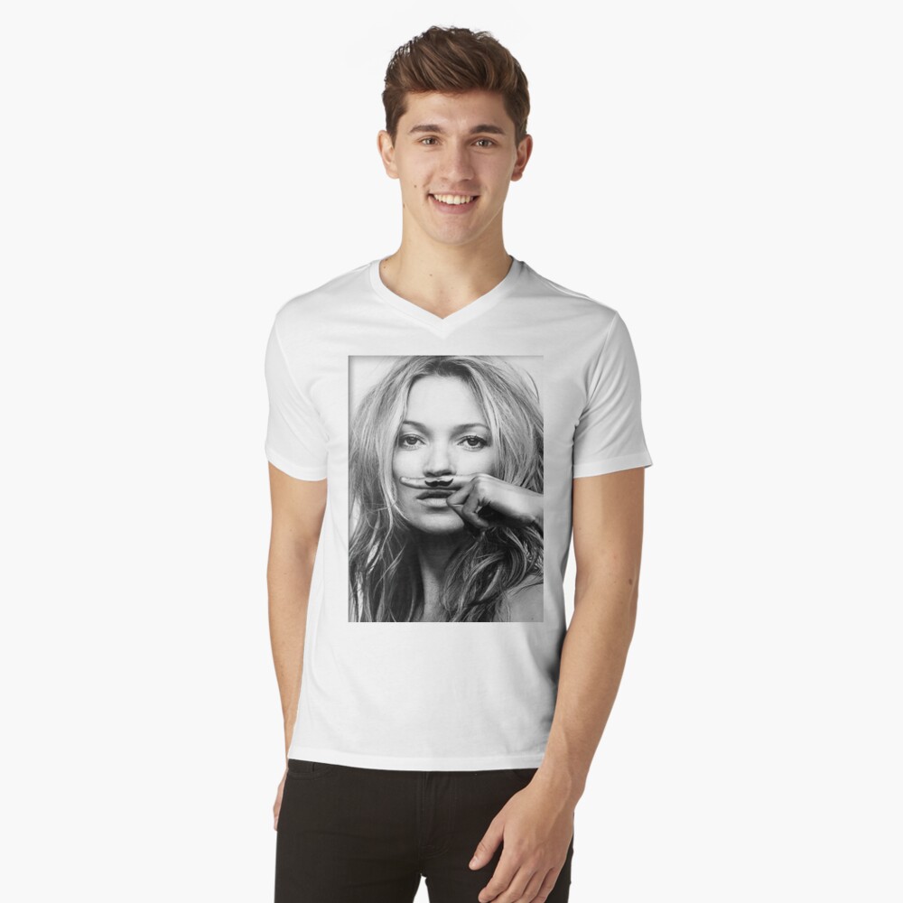 "Kate Moss, Mustache, Black and White Photograph" Photographic Print ...