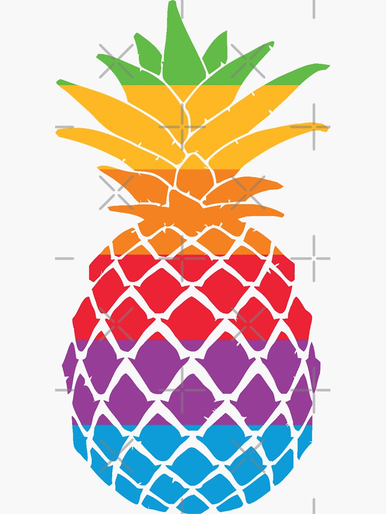 "Rainbow Pineapple on White" Sticker for Sale by QuarterMoon | Redbubble