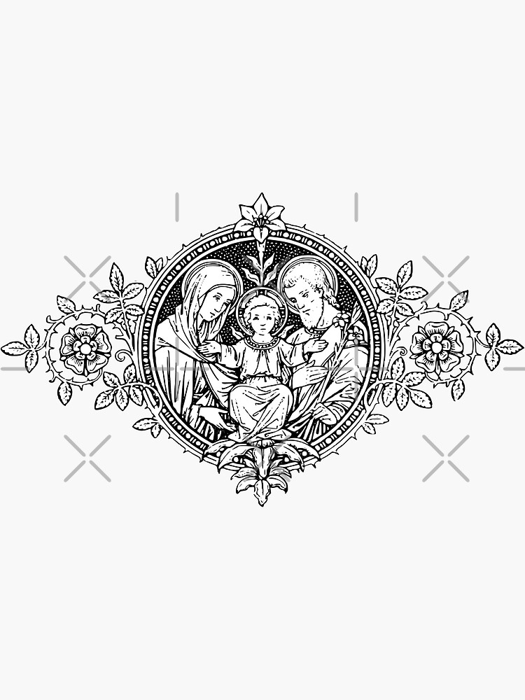"Vintage Holy Family" Sticker for Sale by Beltschazar | Redbubble