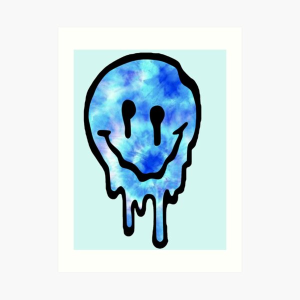 "Blue Tye Dye Drippy Smiley Face" Art Print for Sale by samantha ...