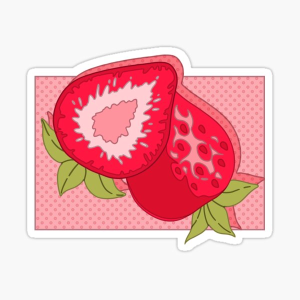 "Cute pink strawberry " Sticker for Sale by AnGoArt | Redbubble