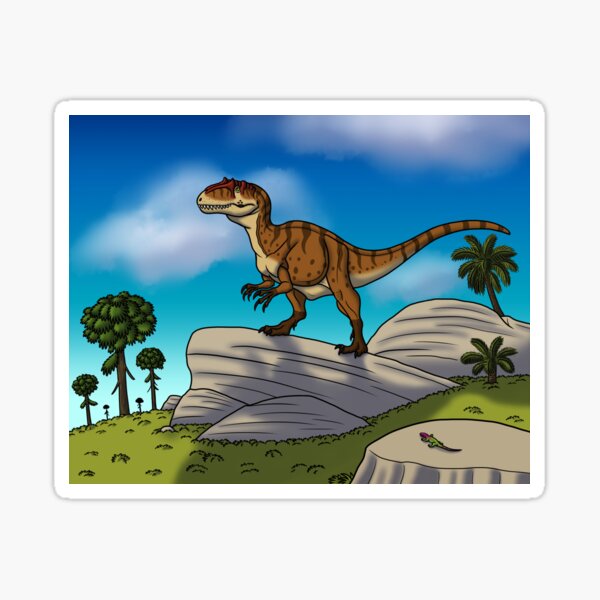 "Allosaurus on the Rocks" Sticker for Sale by Tyrannohotep | Redbubble
