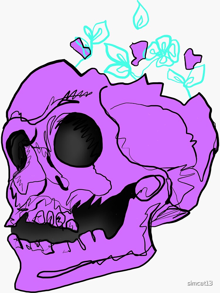 "Neon skull" Sticker for Sale by simcat13 | Redbubble