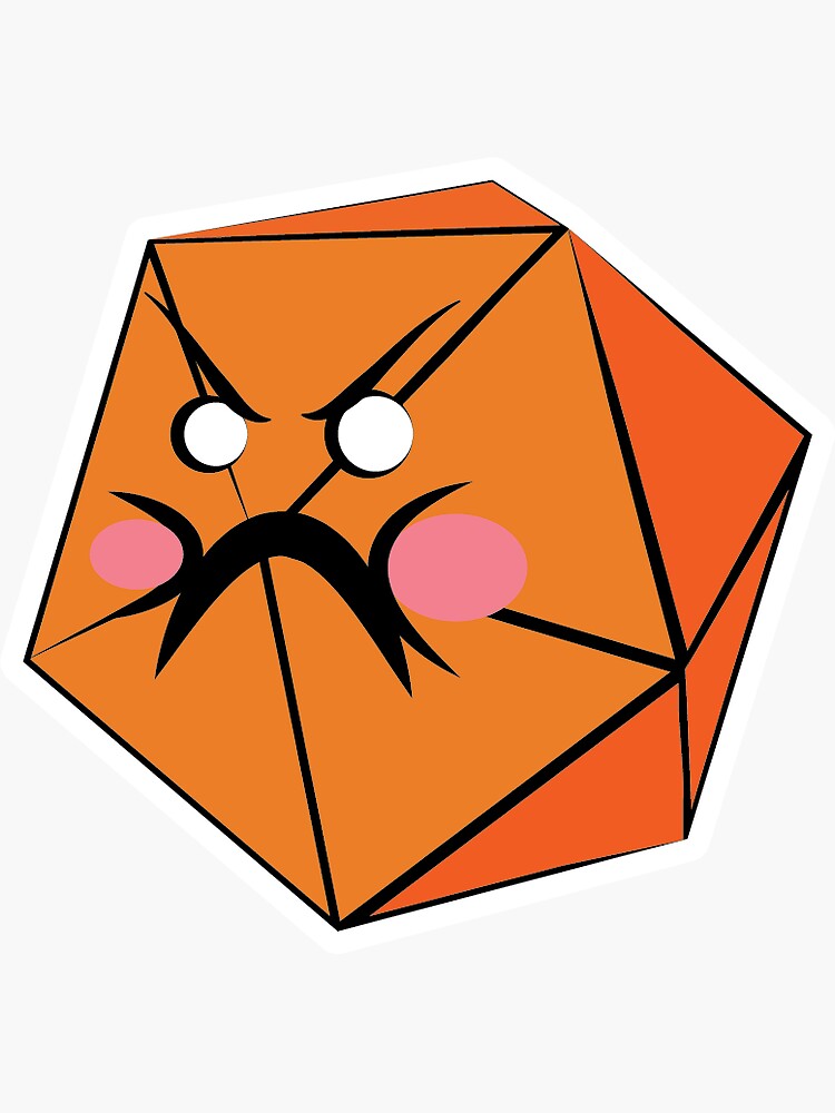 "Orange Pouting D20" Sticker by Steno-rizer | Redbubble