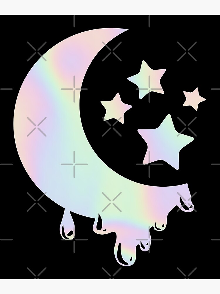 "Pastel Goth Moon with Stars. Kawaii Pastel Goth Design Gift design ...