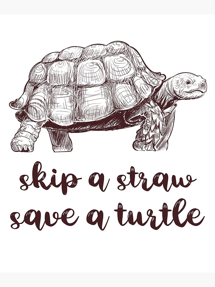 "Skip A Straw Save A Turtle Awesome Sea Turtle Pen Drawing Important ...