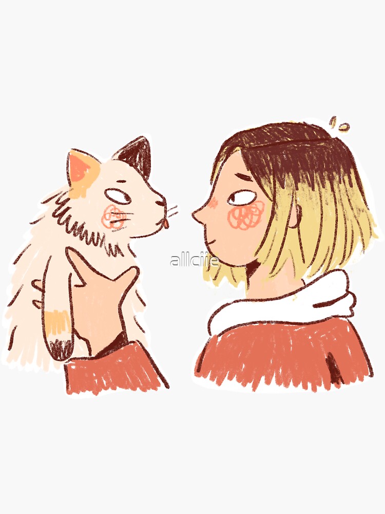 "kenma with cat" Sticker for Sale by allciie | Redbubble