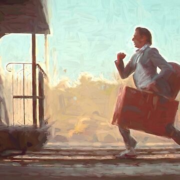 "Running after The Darjeeling Limited train painting" Postcard for Sale ...