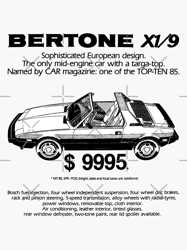 "X1/9 BERTONE - ADVERT" Sticker for Sale by ThrowbackM2 | Redbubble