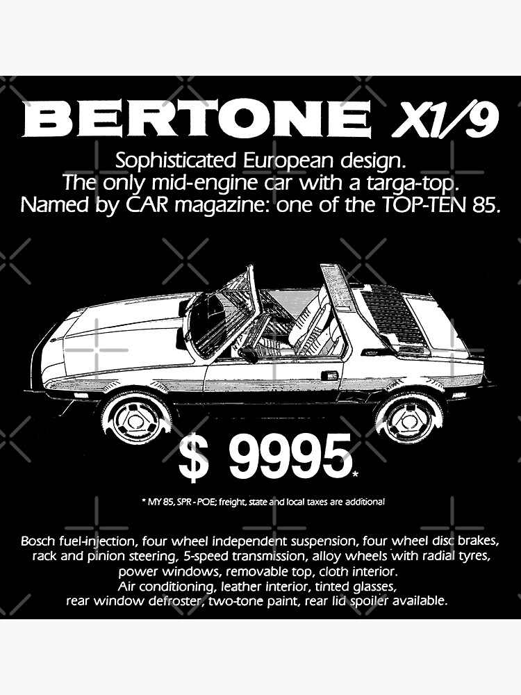 "X1/9 BERTONE - ADVERT" Sticker for Sale by ThrowbackM2 | Redbubble