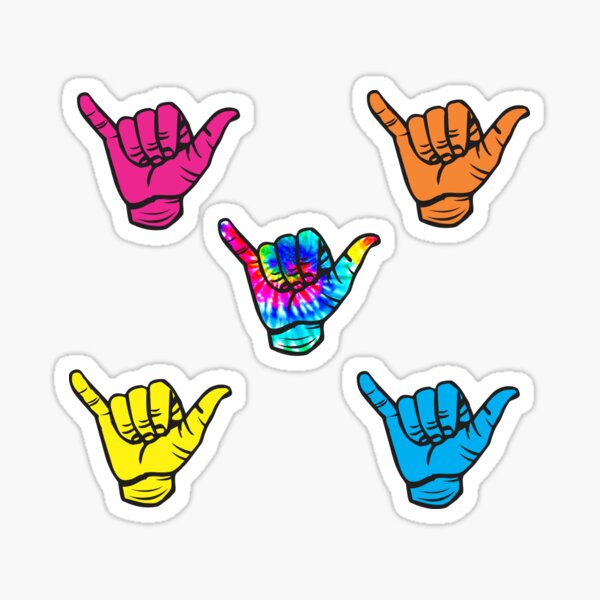 "Tie Dye Shaka Hand Sign Pack of 5 Pattern" Sticker by Tetete | Redbubble