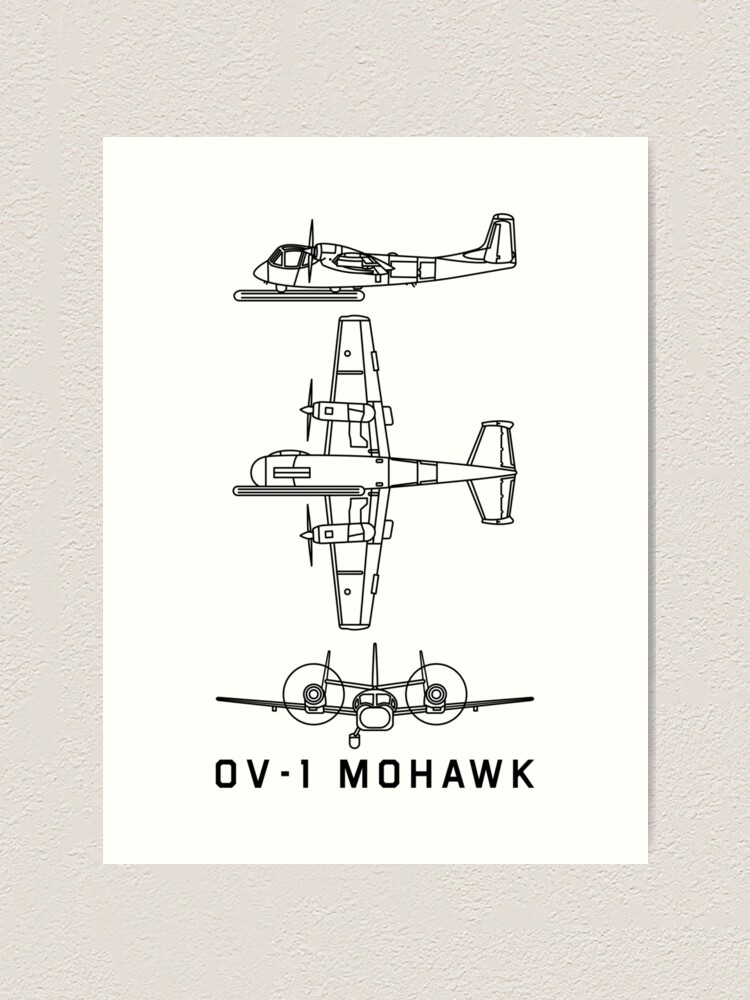 "Grumman OV-1 Mohawk US Army Military Plane Blueprint Gift" Art Print ...