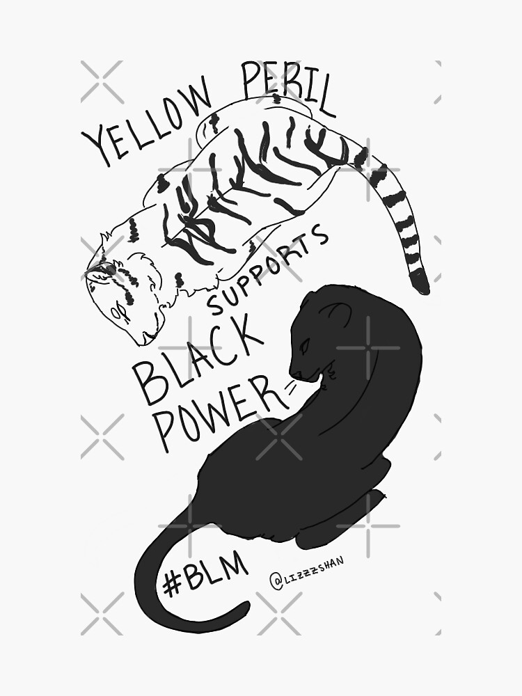 "[STICKER] yellow peril supports black power " Sticker for Sale by ...
