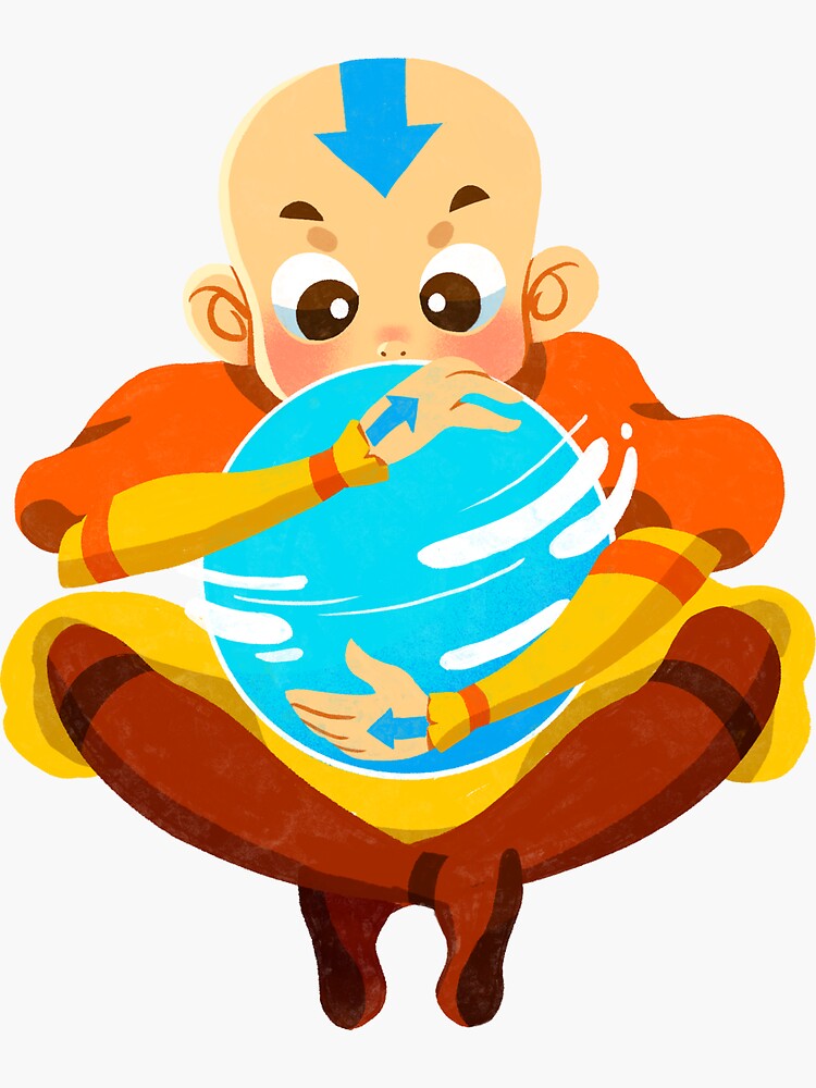 "Airbender Aang" Sticker for Sale by margauxjanelle | Redbubble