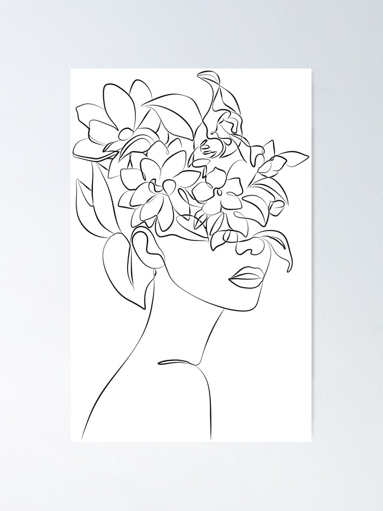 "Blooming Girl - Minimalistic Line Drawing" Poster for Sale by artswag ...
