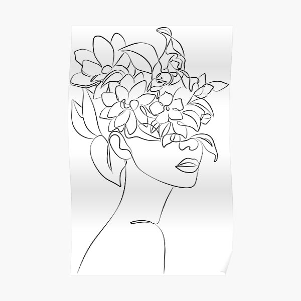 "Blooming Girl - Minimalistic Line Drawing" Poster for Sale by artswag ...