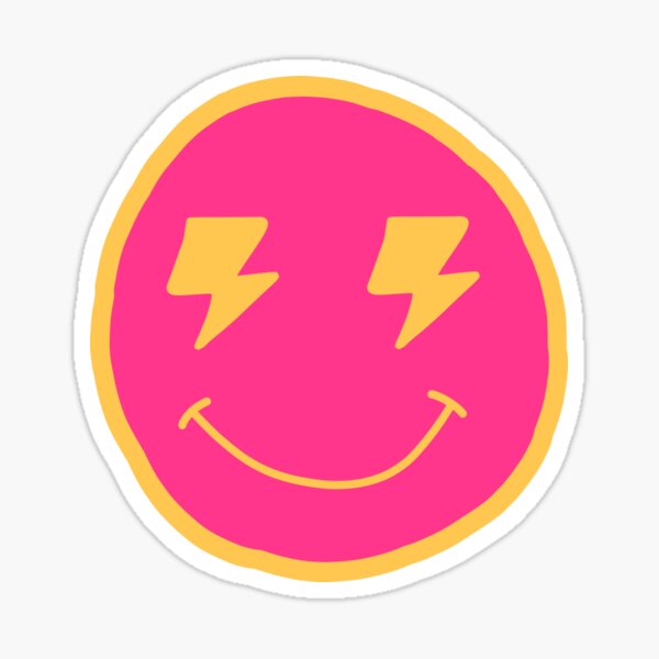 "Pink smiley face" Sticker for Sale by savvystine | Redbubble