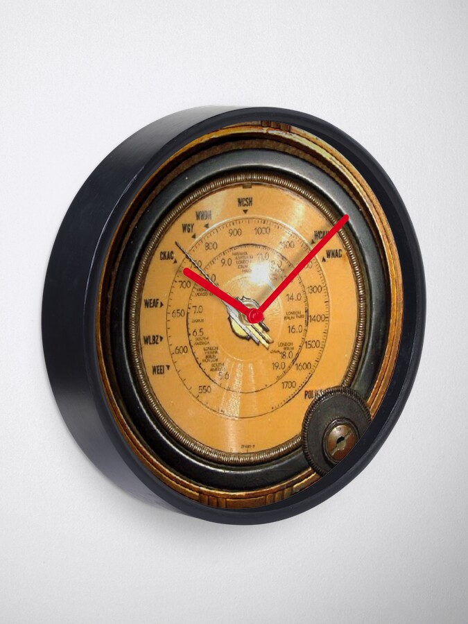 "Vintage European Radio Dial Clock" Clock for Sale by Linkbekka | Redbubble