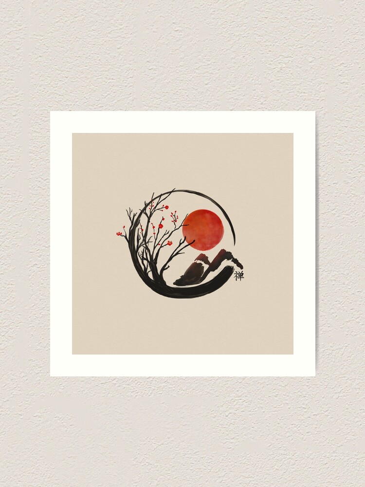 "Zen Enso Circle and Sakura Tree " Art Print for Sale by k9printart | Redbubble