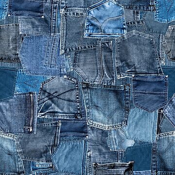 "Photograph of Blue Denim Jeans Pocket Patchwork ONLY - Not Real ...