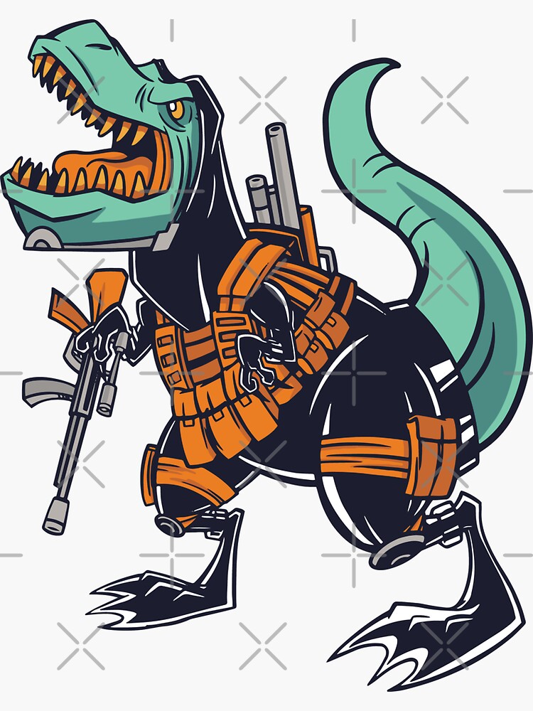 "MILITARY T-REX Dinosaur" Sticker for Sale by iBruster | Redbubble