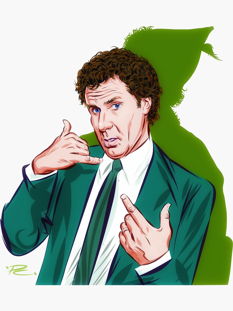 "Will Ferrell - An illustration by Paul Cemmick" Sticker by TIGERDAVER ...