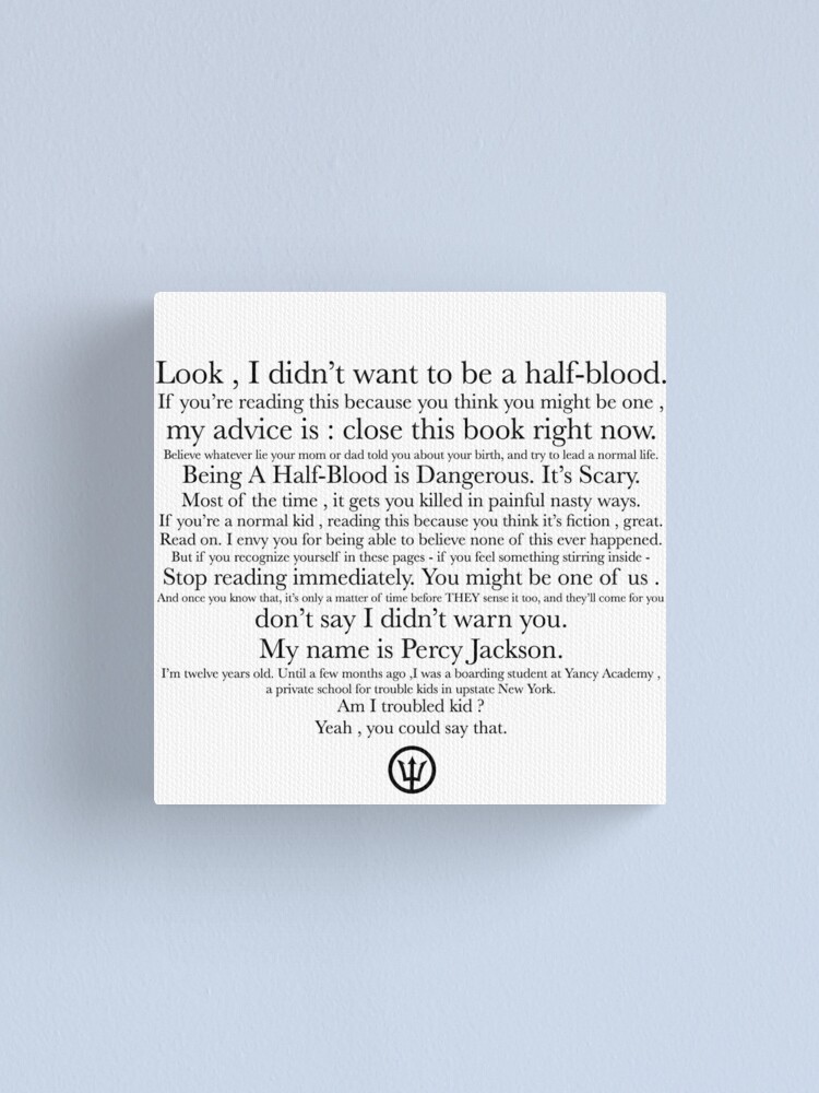 "Percy Jackson “Lightning Thief” First Page Text" Canvas Print for Sale ...