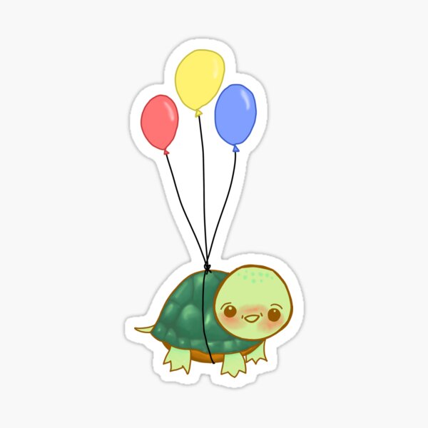 "Turtle flying on balloons" Sticker by Jasisart | Redbubble