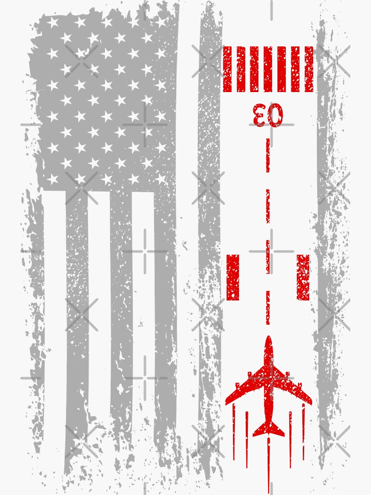 "Vintage Patriotic Airplane Aviation Pilot American Flag" Sticker by ...