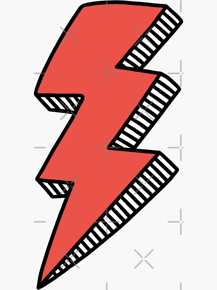 "Red Lightning Bolt" Sticker by jamiemaher15 | Redbubble
