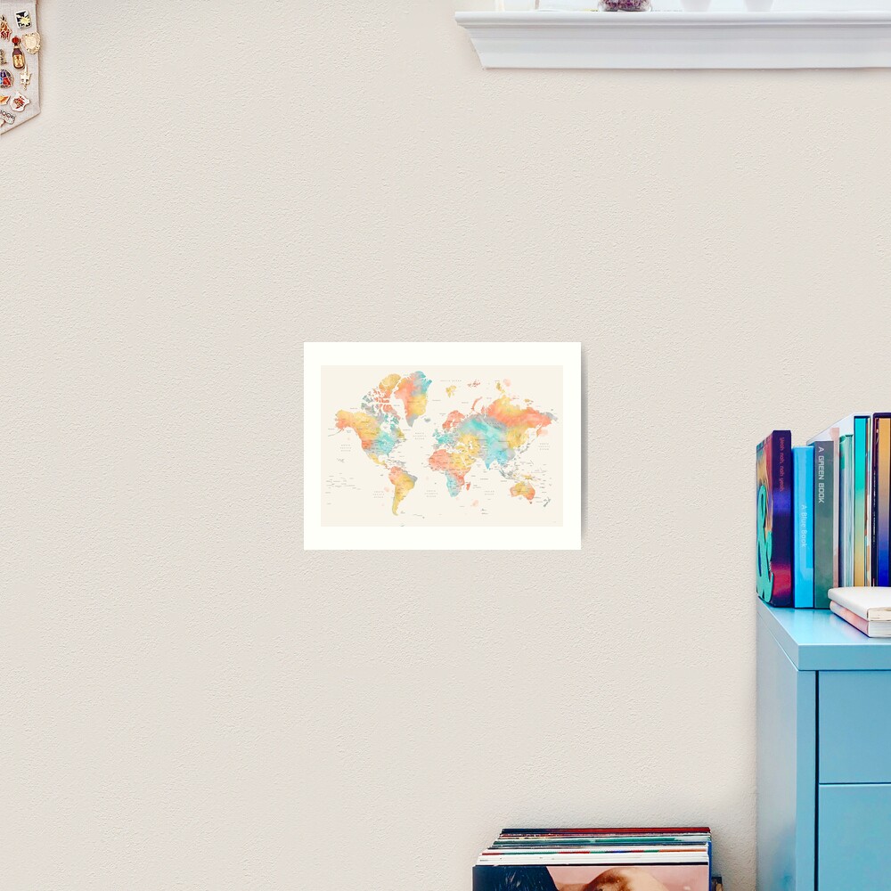 "World map with countries and states in Fifi color combination" Poster ...