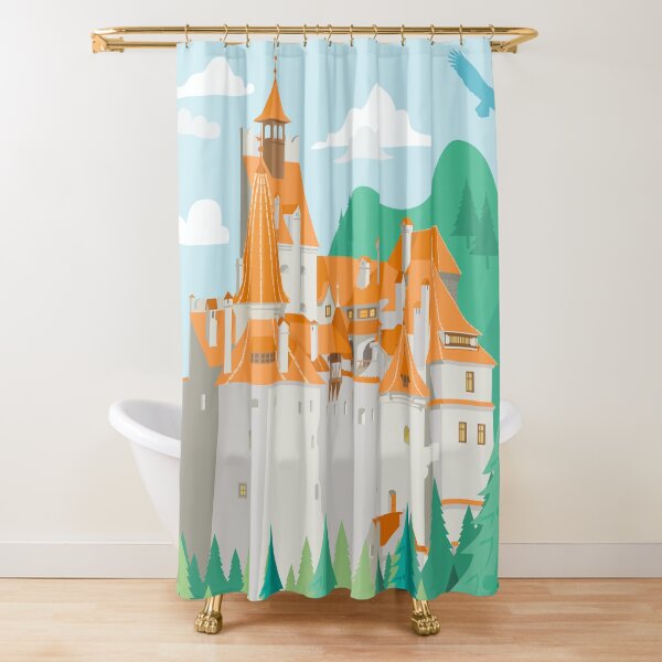 "Travel Poster Transylvania, Bran castle, Dracula 1" Shower Curtain for ...