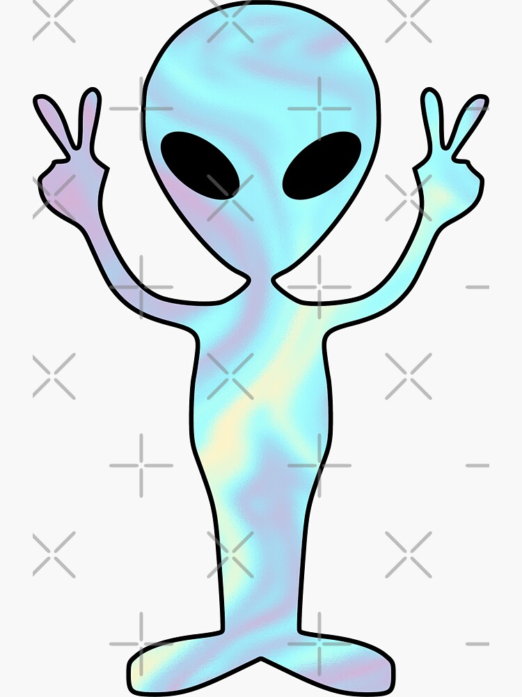 "Holographic Alien Peace Sign" Sticker by SweetLog | Redbubble