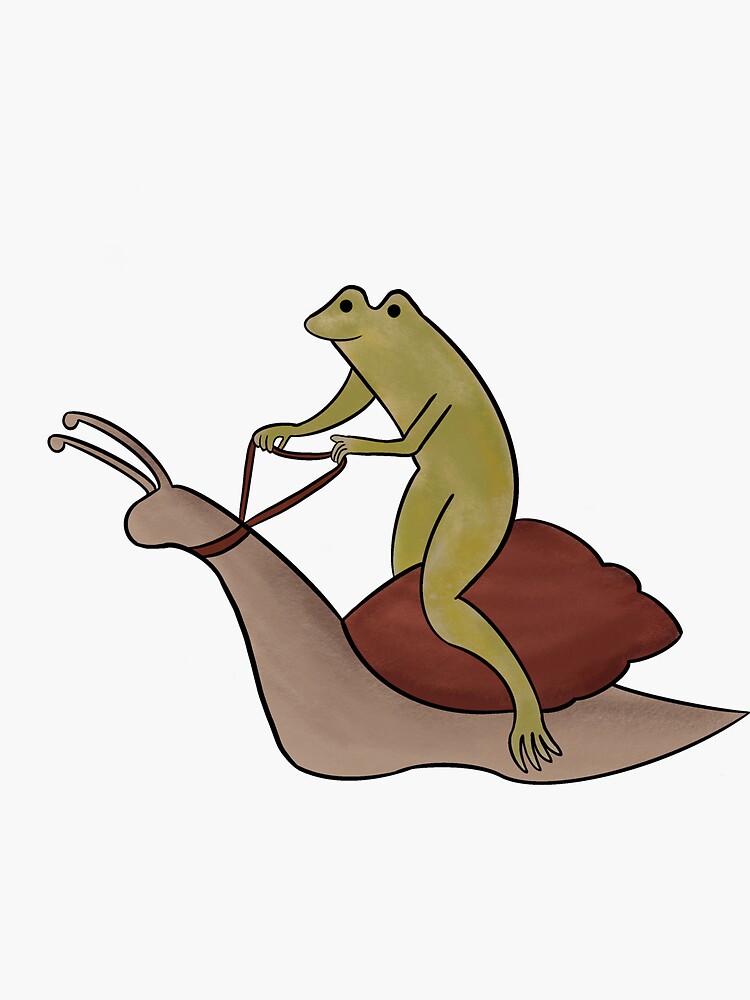 "Frog Riding Snail" Sticker for Sale by Floatingtho | Redbubble