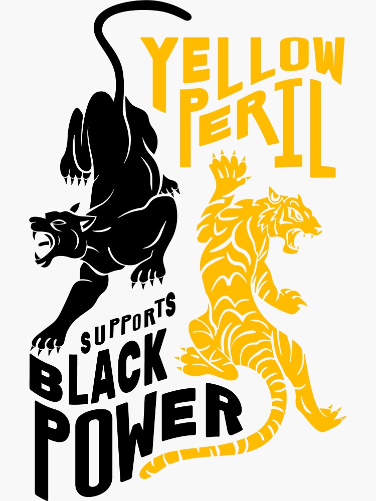 "YELLOW PERIL SUPPORTS BLACK POWER" Sticker for Sale by jessicawustudio ...