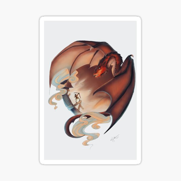 "Bard and Smaug" Sticker by hmnnah | Redbubble