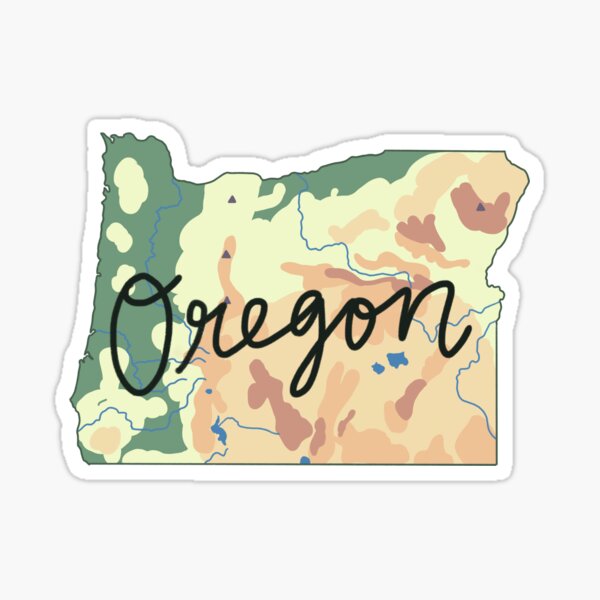 "Oregon Physical Map" Sticker for Sale by a-mazie-ng | Redbubble