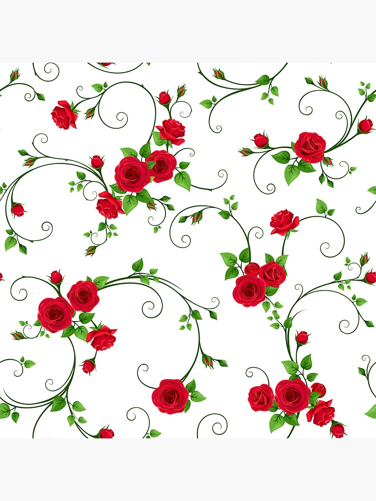 "Pattern with red roses and swirls" Sticker by Naddya | Redbubble