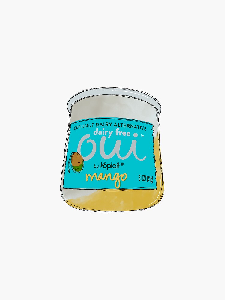"Yellow Oui Mango Yogurt" Sticker by murphy-pups | Redbubble