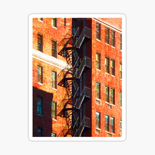 "Tall Buildings with Fire Escape" Sticker by PhotosByTrish | Redbubble