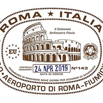 "Passport Stamp - Rome, Italy" Sticker for Sale by travelwitheric ...
