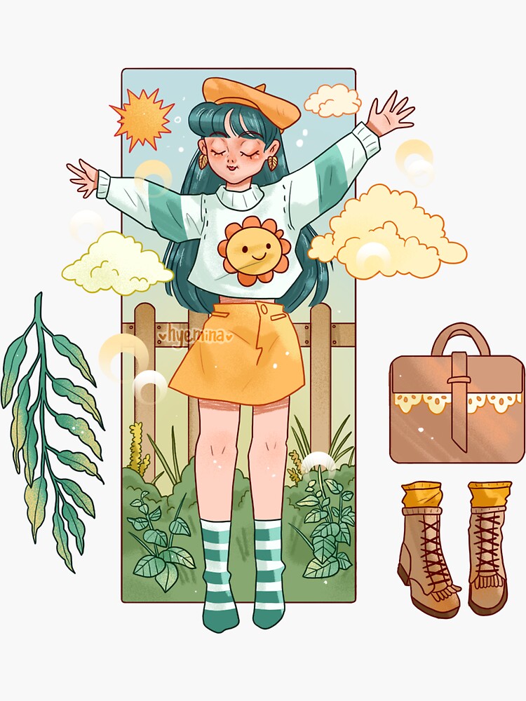 "A Peaceful Break Time at the Garden" Sticker for Sale by HYEMINA ...