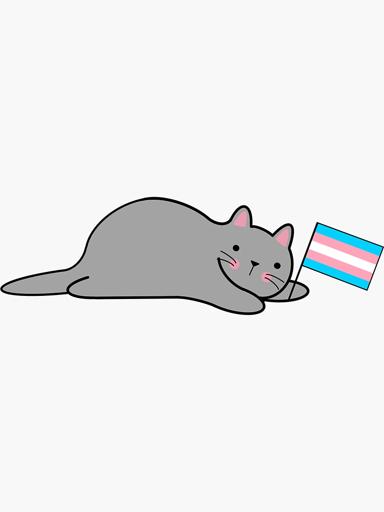 "Cat with a Trans Pride Flag" Sticker for Sale by ElaineCarterArt ...