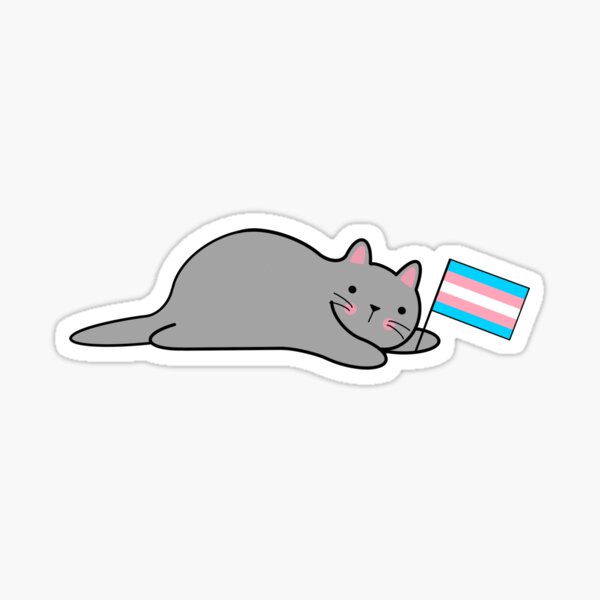 "Cat with a Trans Pride Flag" Sticker for Sale by ElaineCarterArt ...