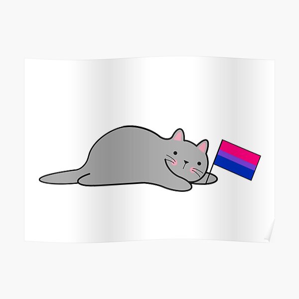 "Cat with a Bisexual Pride Flag" Poster for Sale by ElaineCarterArt ...