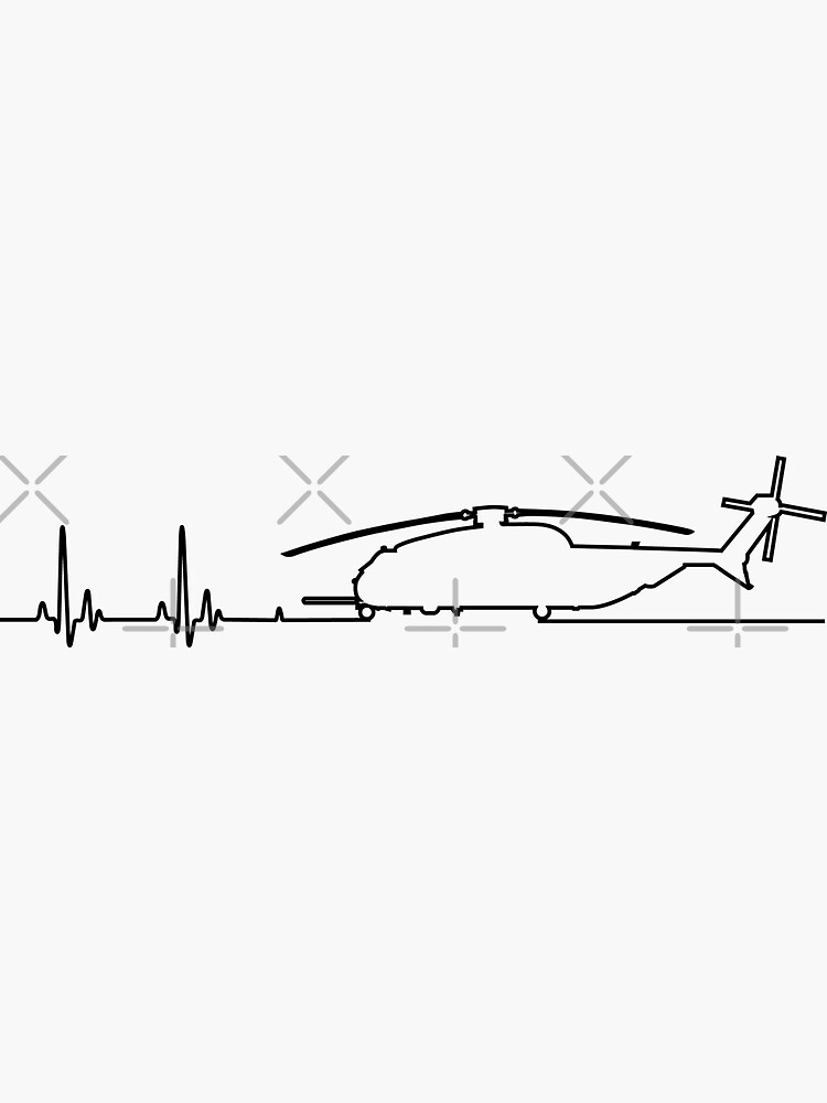 "CH-53 / MH-53 Helicopter Heartbeat Pulse " Sticker by NorseTech ...